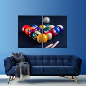 Pool Table wall art Billiard canvas print Pool room decor Man | Etsy