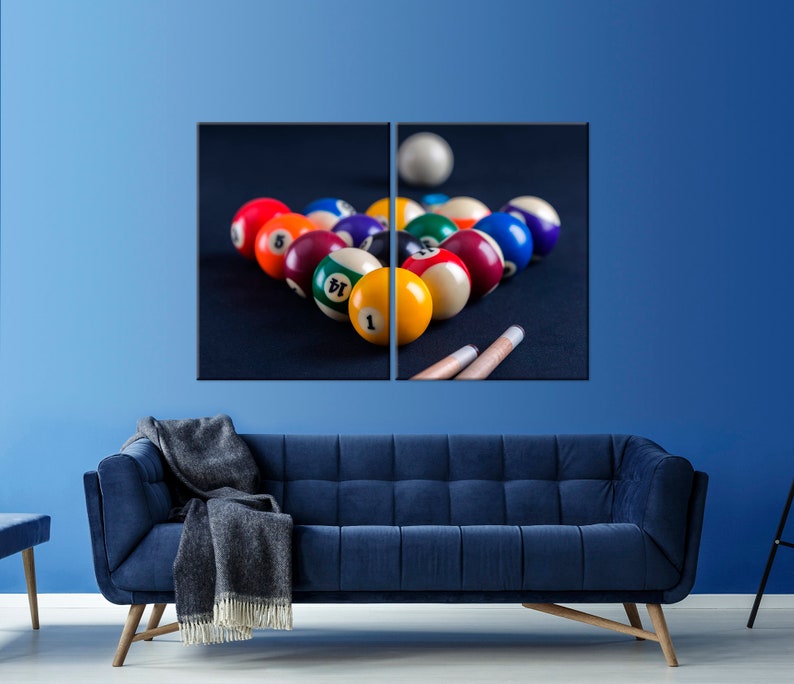 Pool Table Canvas Wall Art Billiard Print Pool Room Decor Man Cave ...