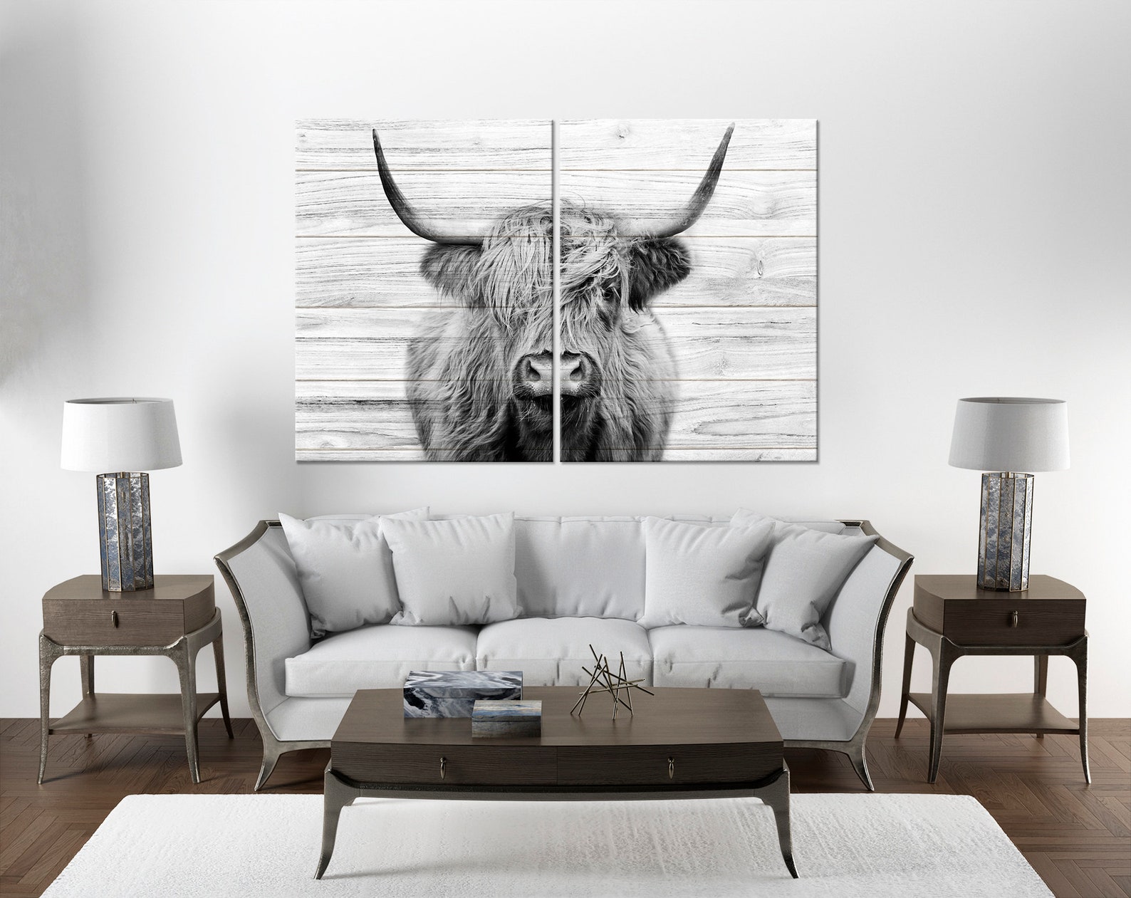 Highland Cow Print Farmhouse Decor Rustic Wall Art Cow Large - Etsy