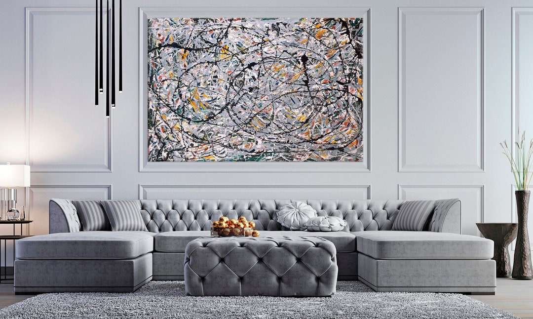 Jackson Pollock Watery Paths Canvas Wall Art Abstract Art Print Modern Abstract Painting Office ...