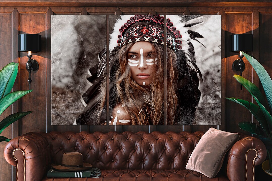 Indian Woman Canvas Print Indian Wall Art American Indian Art Native ...