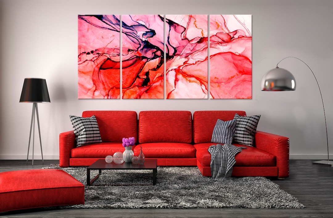 Abstract Canvas Print Red Wall Art Bedroom Wall Decor Modern - Etsy