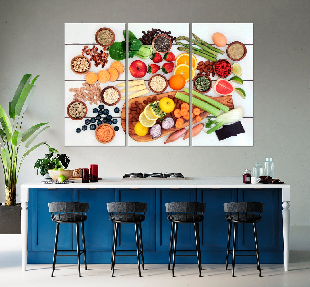 Food Canvas Print Kitchen Wall Decor Vegetables Fruits Print - Etsy