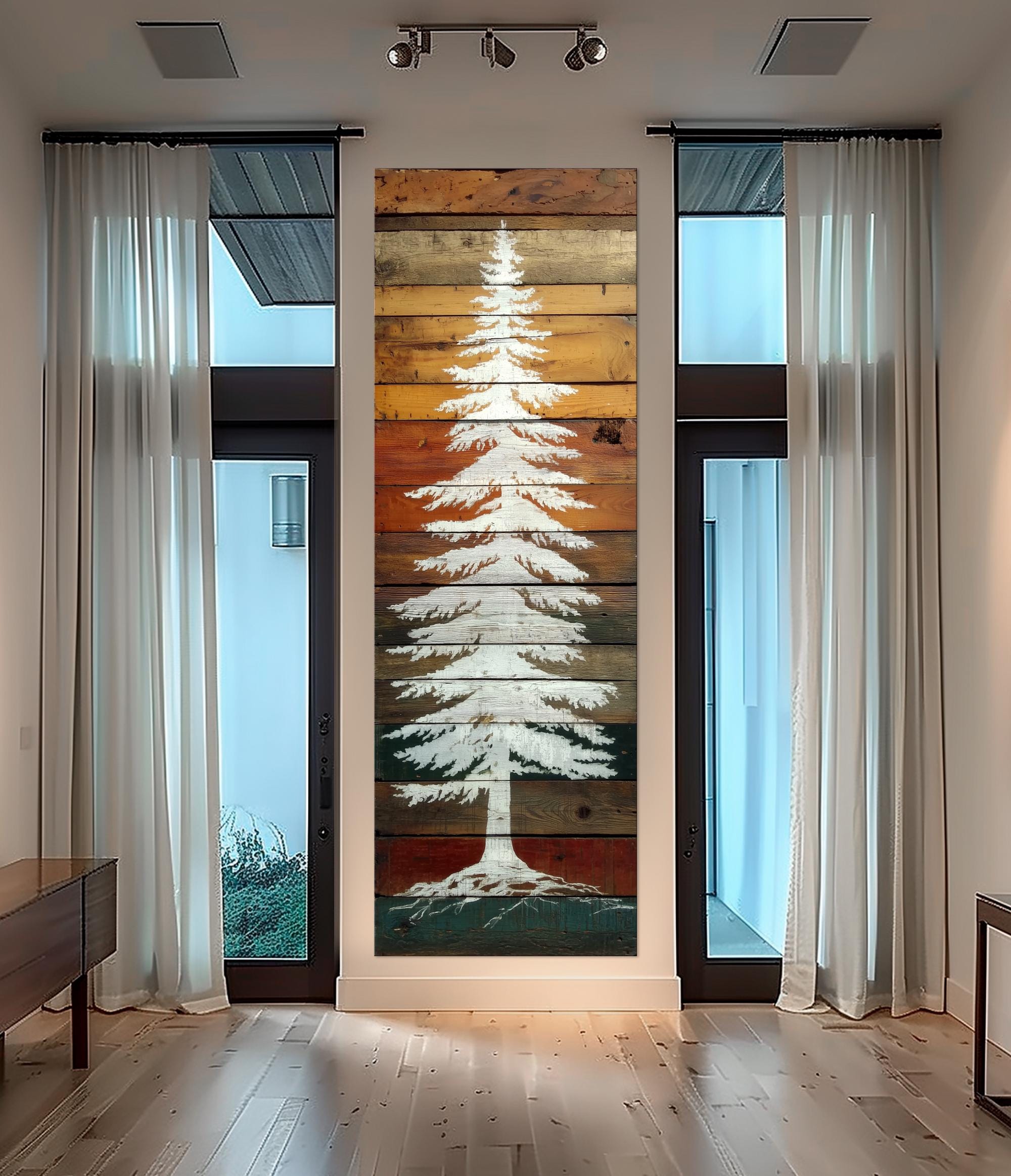 Minimalist Pine Tree Canvas Wall Art: Rustic Wood PRINT Country Decor ...