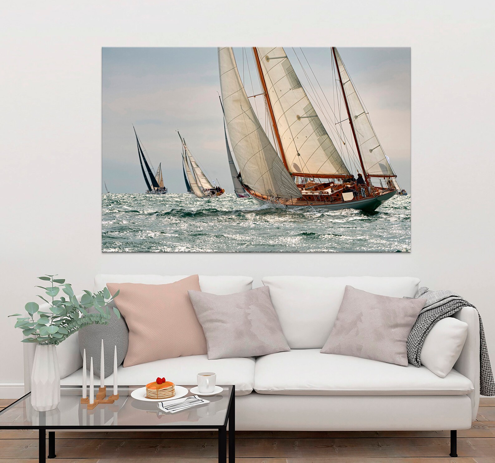Sailboat Canvas Wall Art Yacht Regatta Print Nautical Art Yacht Wall ...