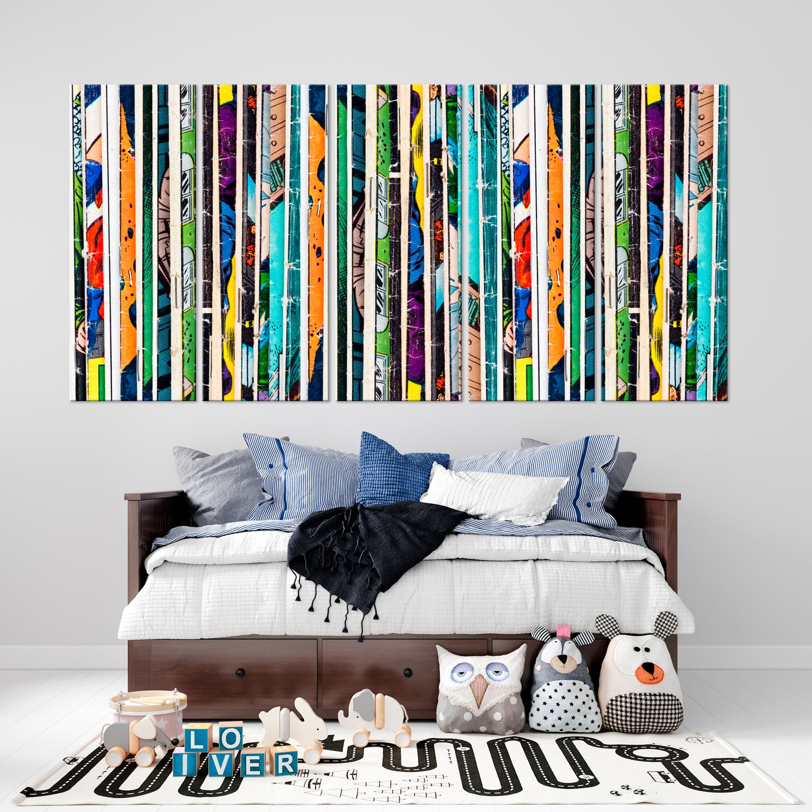 Comic Book Canvas wall Art Superhero Print Kids Room Decor Modern Art ...