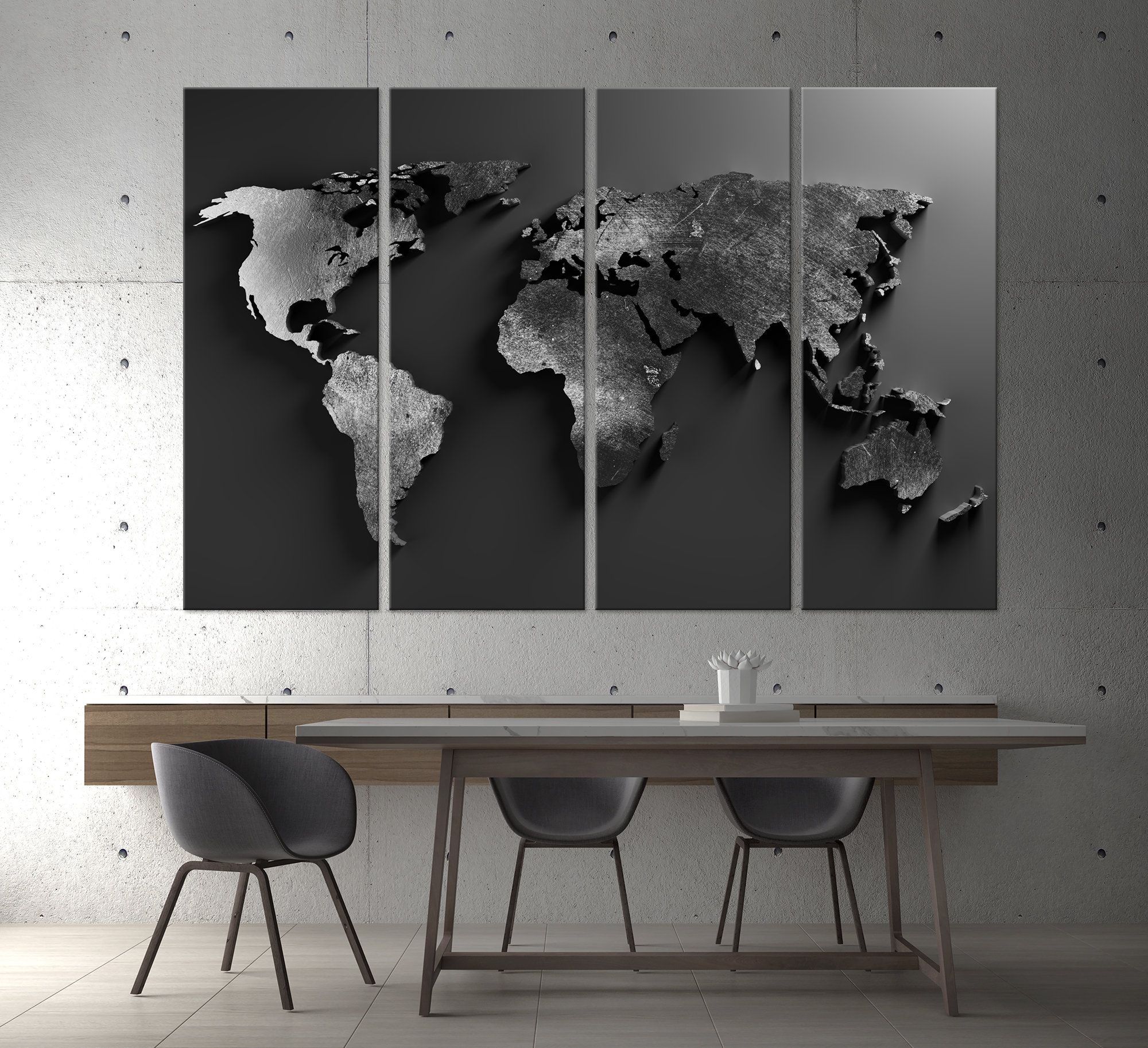 World map canvas wall art Black World map grunge style Man | Etsy