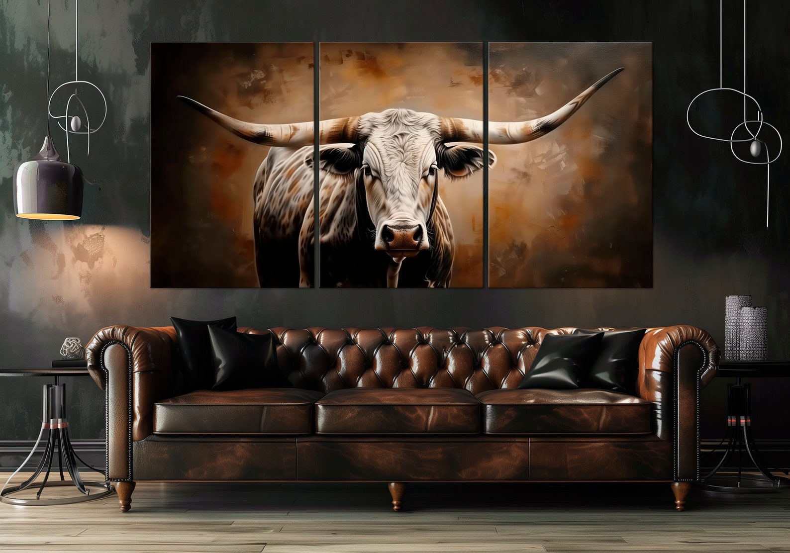 Texas Longhorn Canvas Wall Art Cow Print Farmhouse Decor Longhorn ...