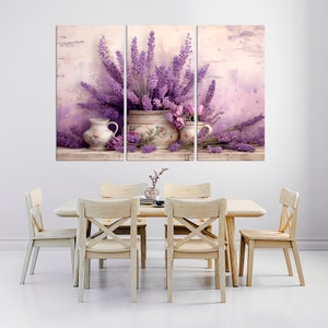 Lavender Flowers Canvas Wall Art Lavender Painting Print Rustic Home ...
