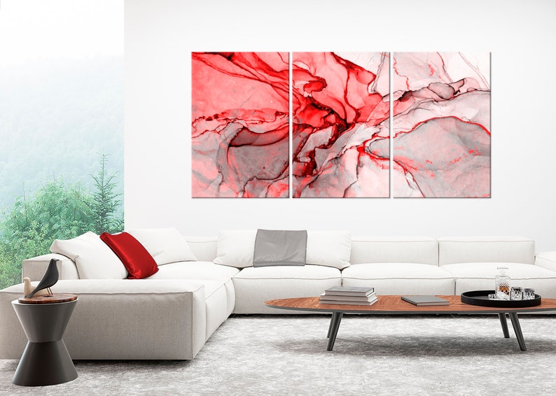 Red Canvas Print Red Wall Art Marble Wall Decor Abstract - Etsy