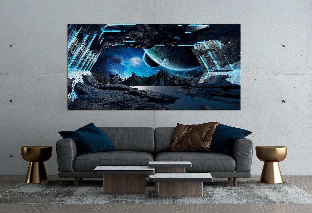 Spaceship Canvas Wall Art Space Print Game Room Decor Space Gifts ...