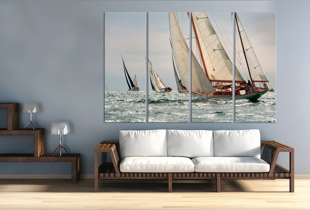 Sailboat Canvas Wall Art Yacht Regatta Print Nautical Art Yacht Wall ...