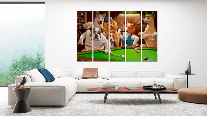 Dogs Playing Pool Canvas Wall Art Funny Gifts Dog Print Dog - Etsy