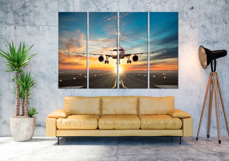 Airplane Canvas Wall Art Aviation Gift Runway Print Transportation ...