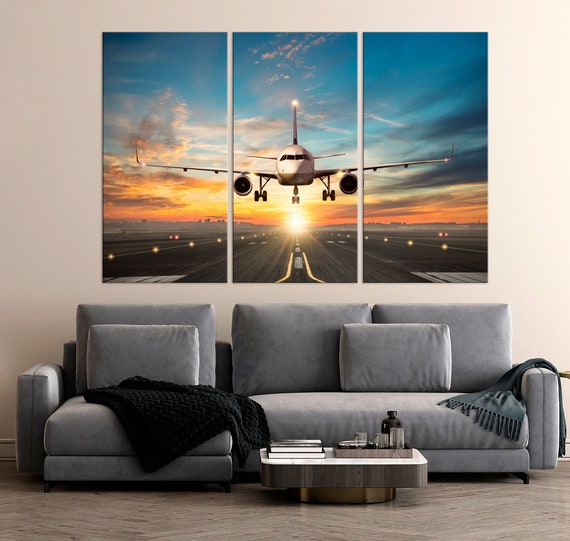 Airplane Canvas Wall Art Aviation Gift Runway Print - Etsy