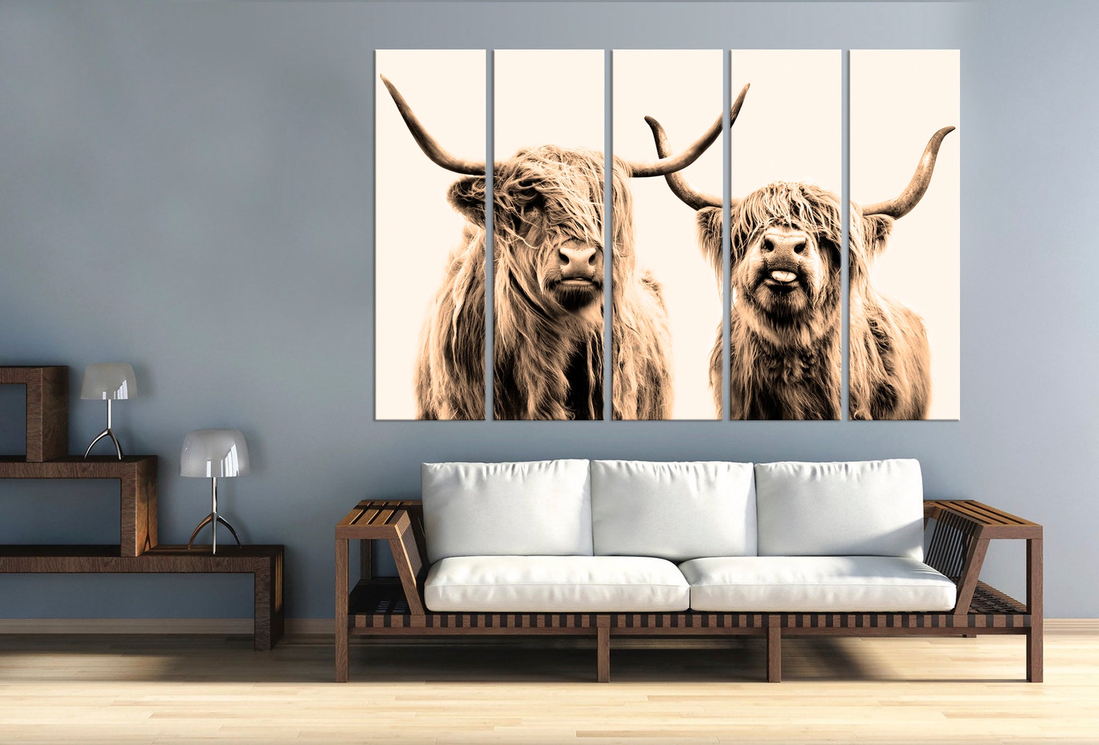 Highland Cow Canvas Wall Art Farmhouse Decor Cow Brown Cow - Etsy