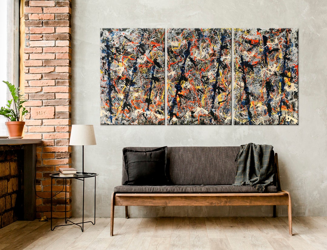 Blue Poles Abstract Canvas Print, Modern Living Room Decor - Etsy
