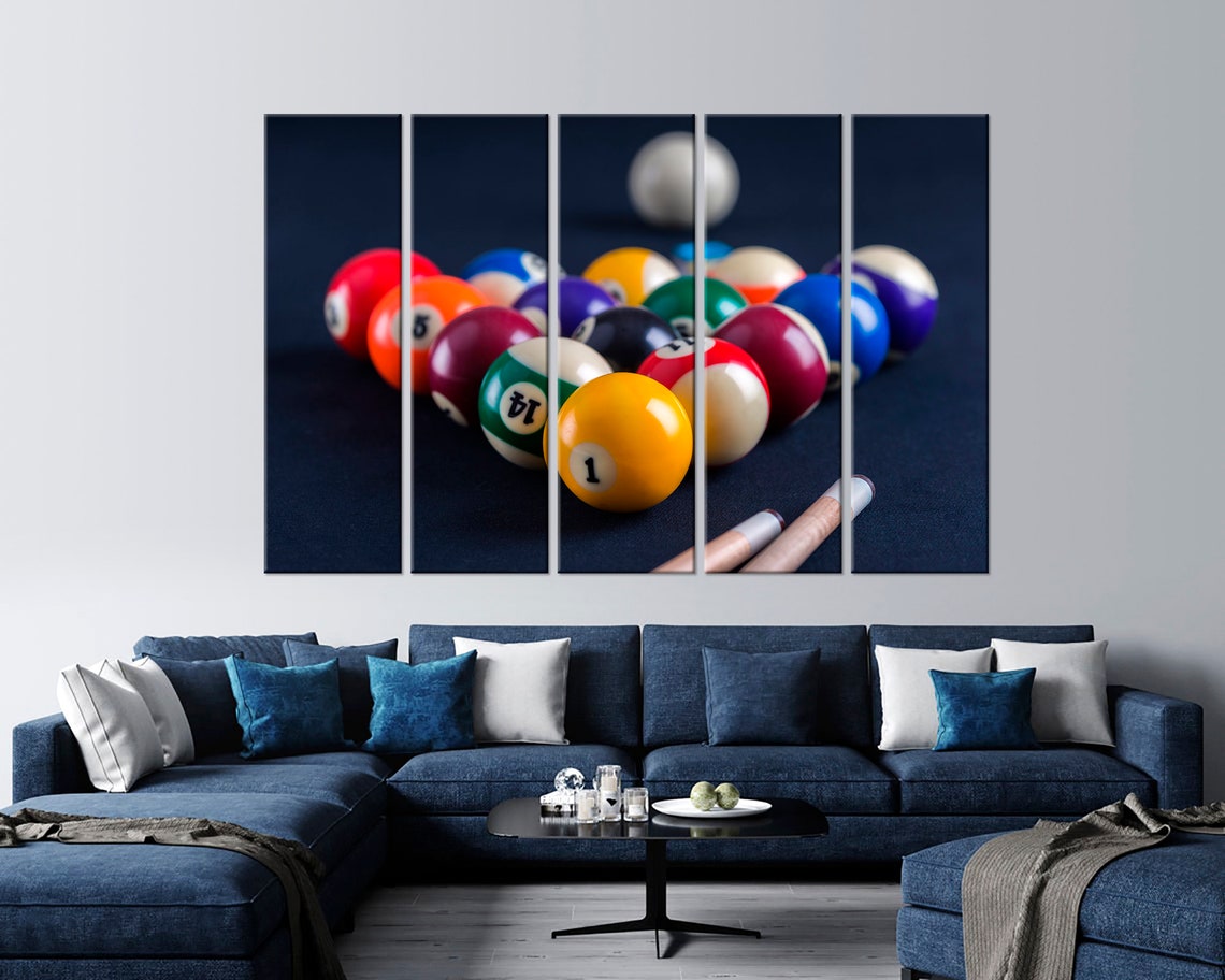 Pool Table Canvas Wall Art Billiard Print Pool Room Decor Man Cave ...