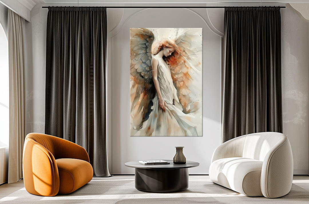 Abstract Angel Canvas Wall Art Woman With Wings Religious Painting ...