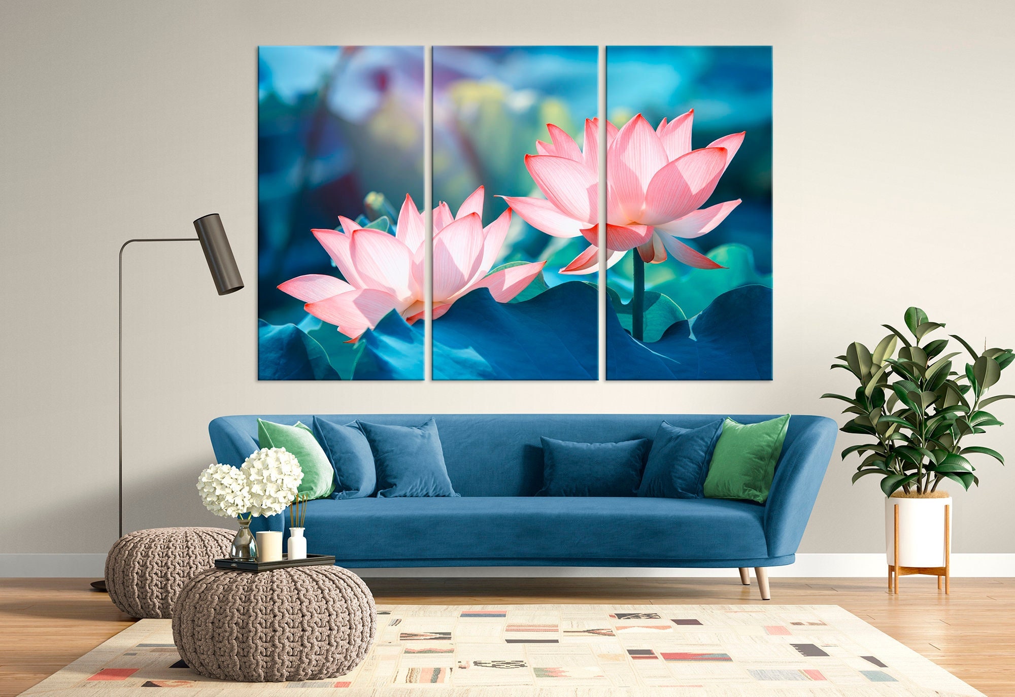 Lotus Flower Wall Art Lotus Canvas Print Botanical Wall Art | Etsy