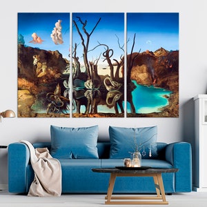 Salvador Dali Swans Elephants Canvas Wall Art Surrealism Print Living ...