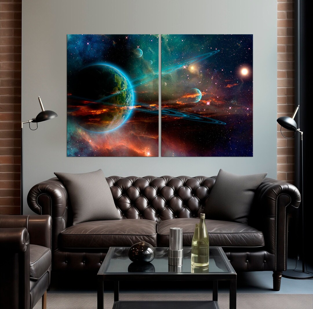 Space Canvas Wall Art Galaxy Print Nebula Planet Celestial Wall Art ...
