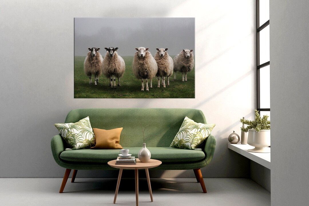 Sheep Canvas Wall Art Animals Print Rustic Decor Farm Wall Art Foggy ...