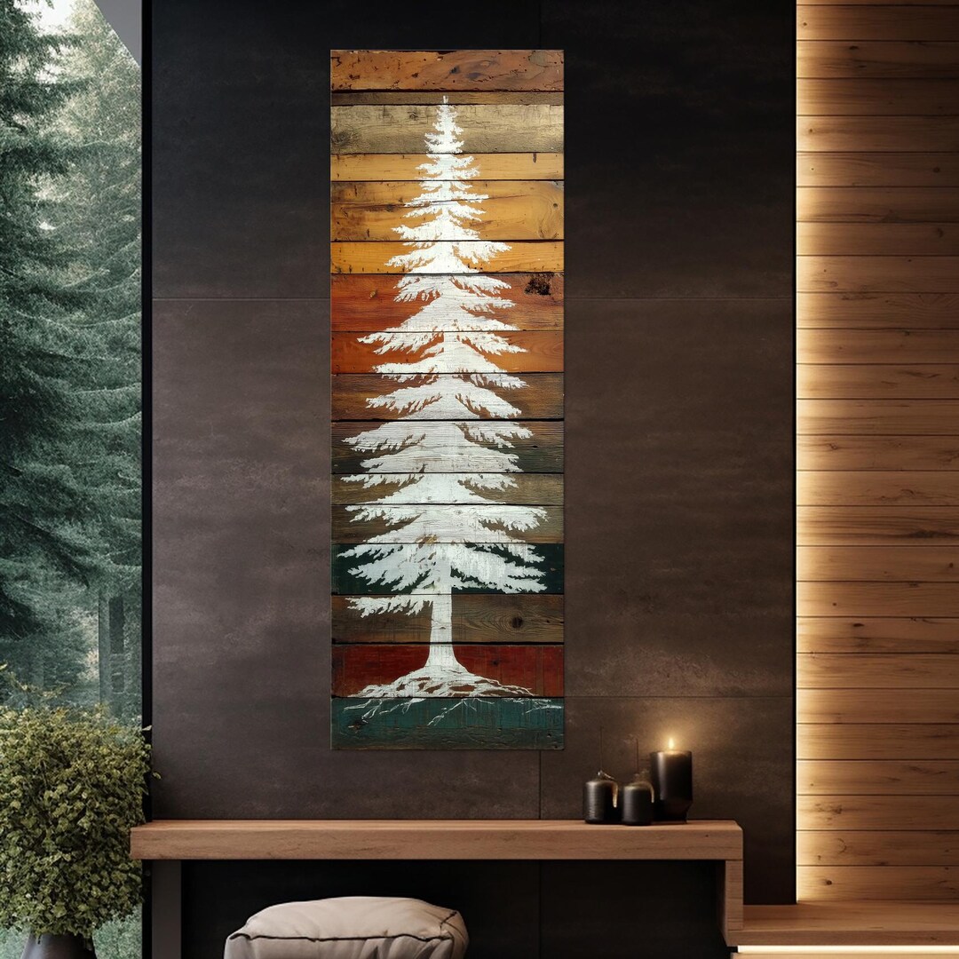 Minimalist Pine Tree Canvas Wall Art: Rustic Wood PRINT Country Decor ...