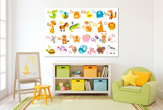Animal Alphabet Canvas Wall Art ABC Poster Educational Print | Etsy