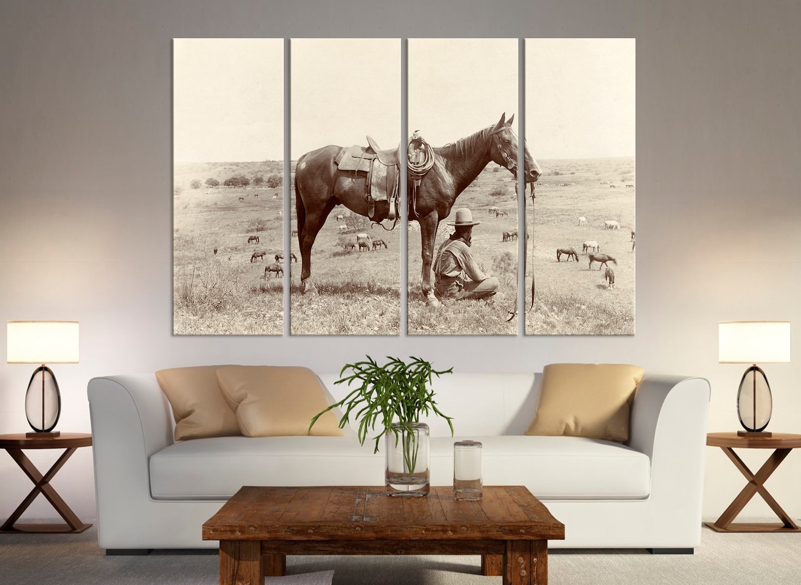 Texas Cowboy Canvas Wall Art Farmhouse Decor Texas Print Horse - Etsy
