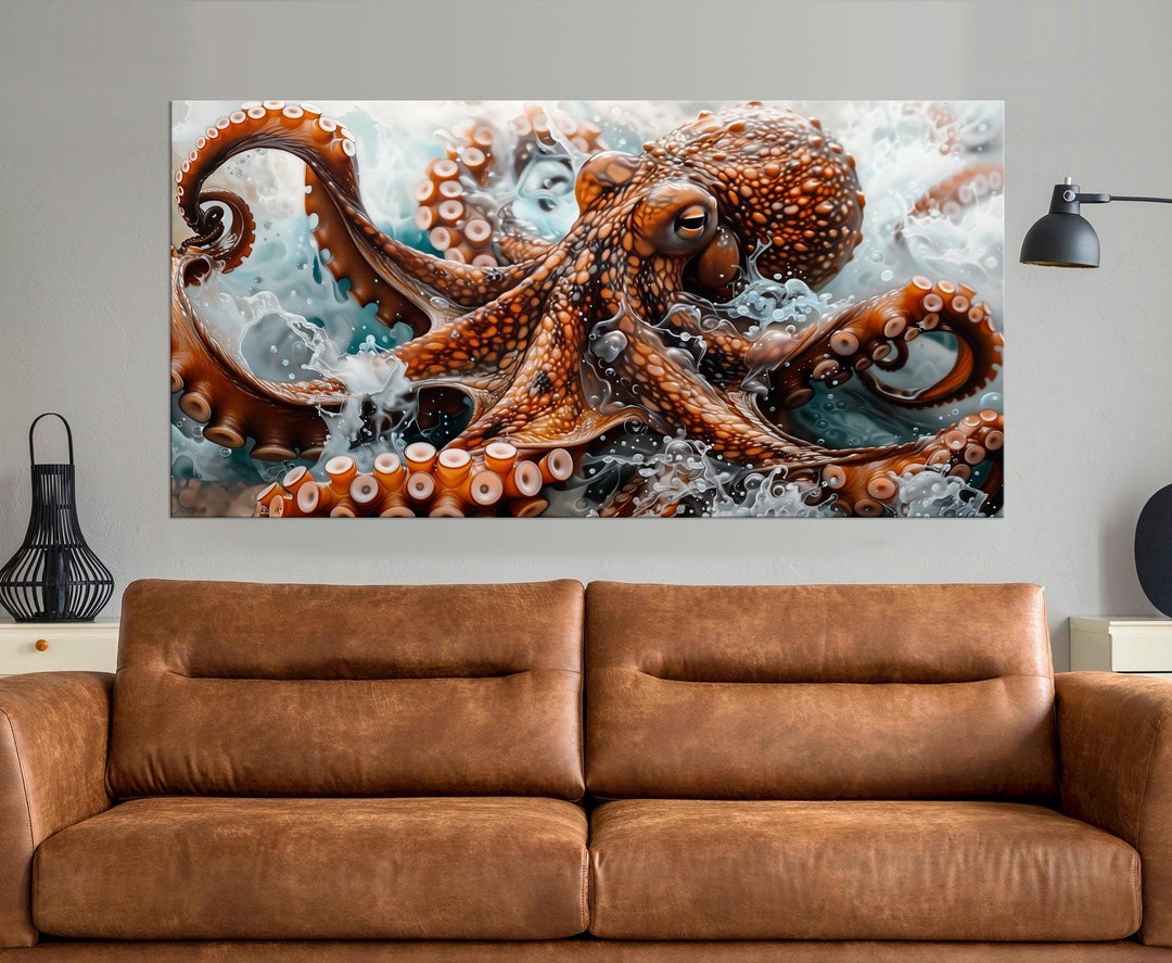 Octopus Canvas Wall Art Abstract Octopus Painting Print Underwater Wall ...