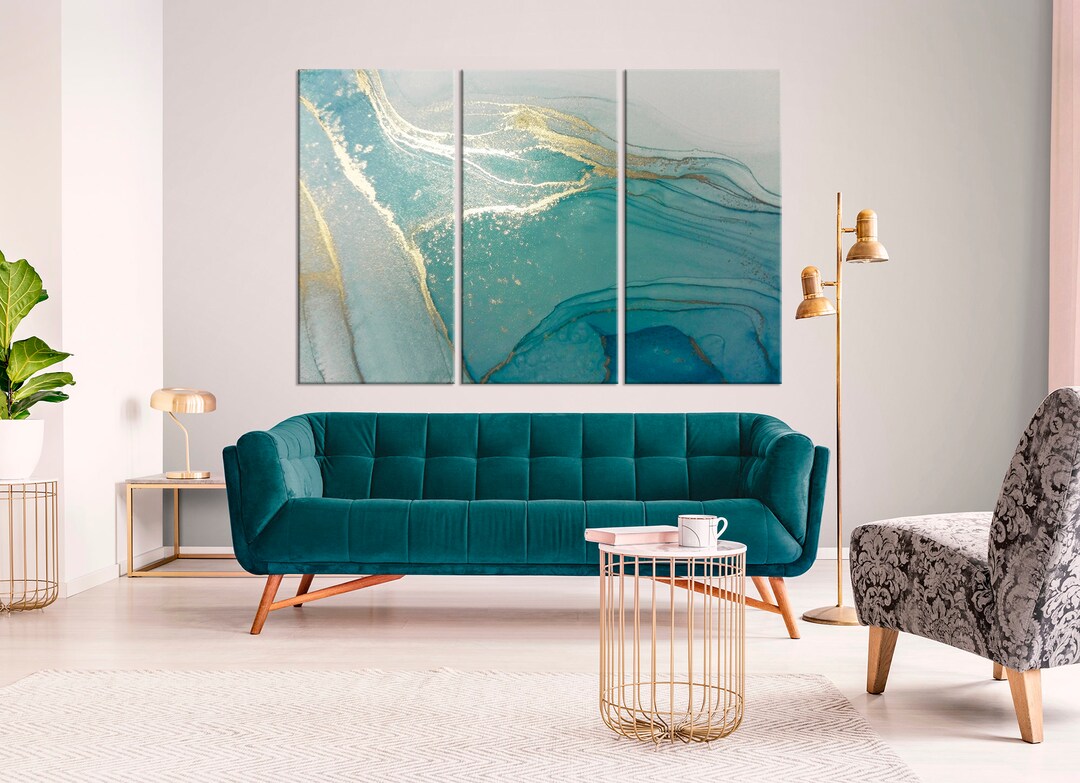 Abstract Wall Art Turquoise Wall Decor Marble Canvas Print - Etsy