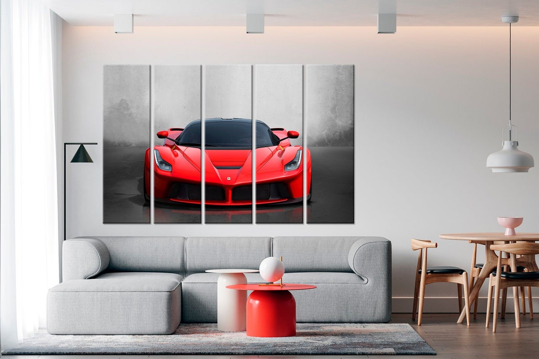Red Ferrari Canvas Wall Art Boys Room Print Teen Room Decor Cars Poster ...