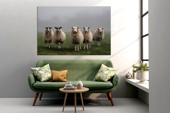Sheep canvas wall art Animals Print Rustic decor Farm wall art | Etsy