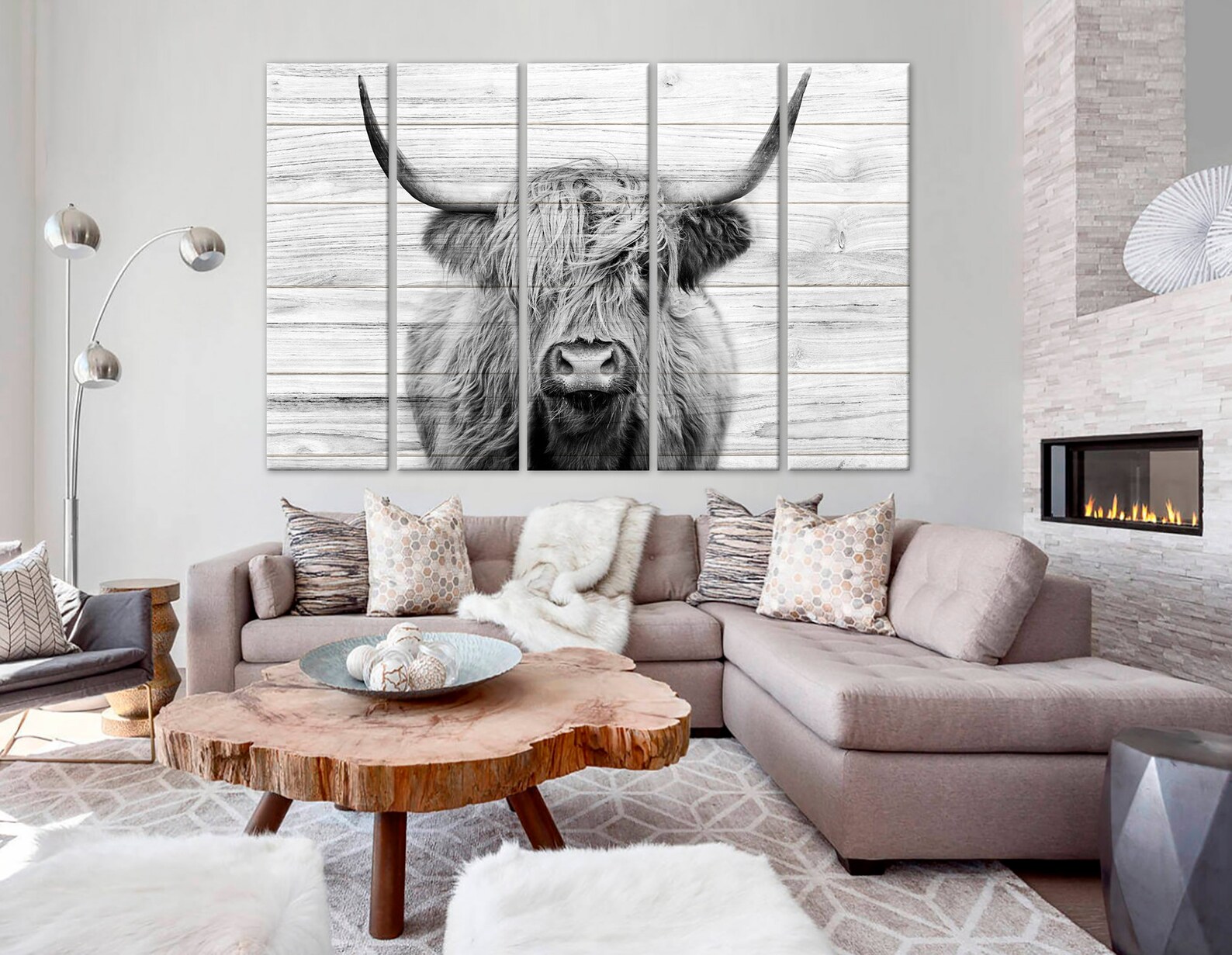 Highland Cow Print Farmhouse Decor Rustic Wall Art Cow Large - Etsy