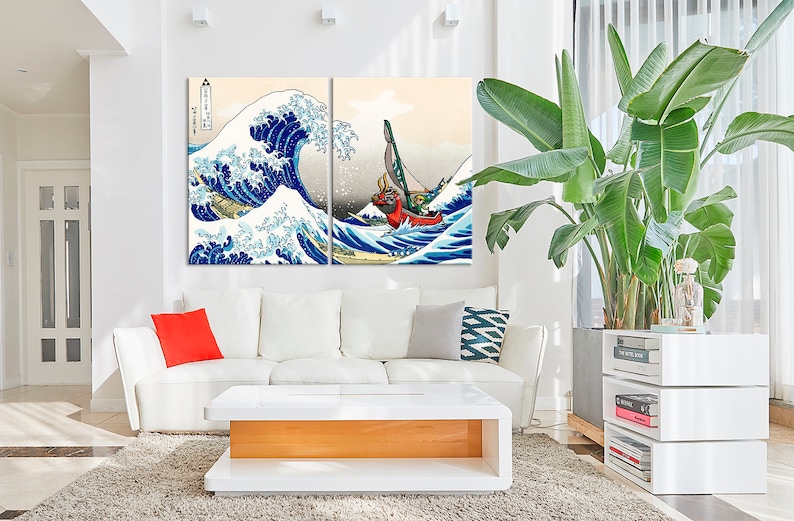 The Legend of Zelda Canvas Wall Art the Great Wave off Kanagawa Zelda ...