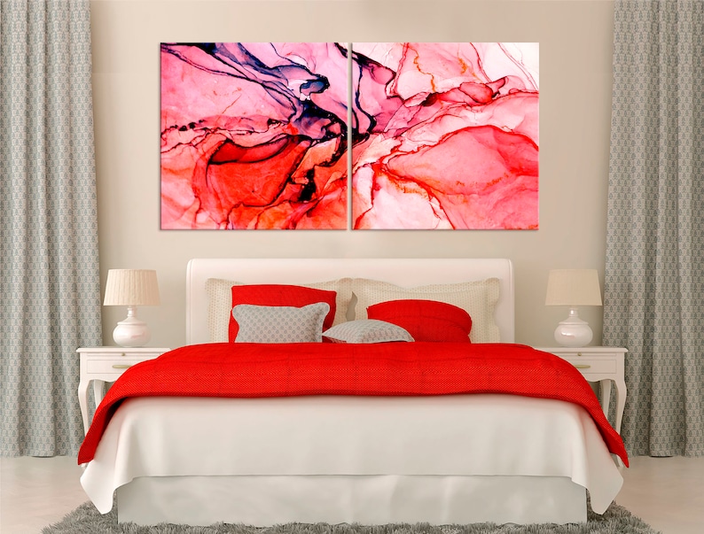 Abstract Canvas Print Red Wall Art Bedroom Wall Decor Modern - Etsy
