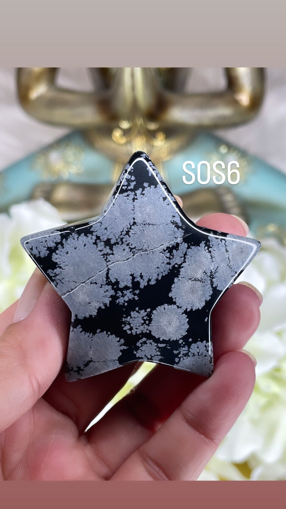 Carved Snowflake Obsidian Star / Healing Crystals / Polish Gemstones ...
