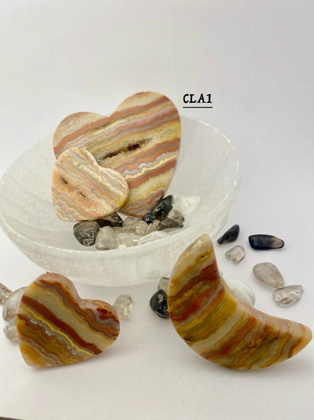 Crazy Lace Agate - Hearts & Moon / Polished Gems / Healing Crystals - Etsy