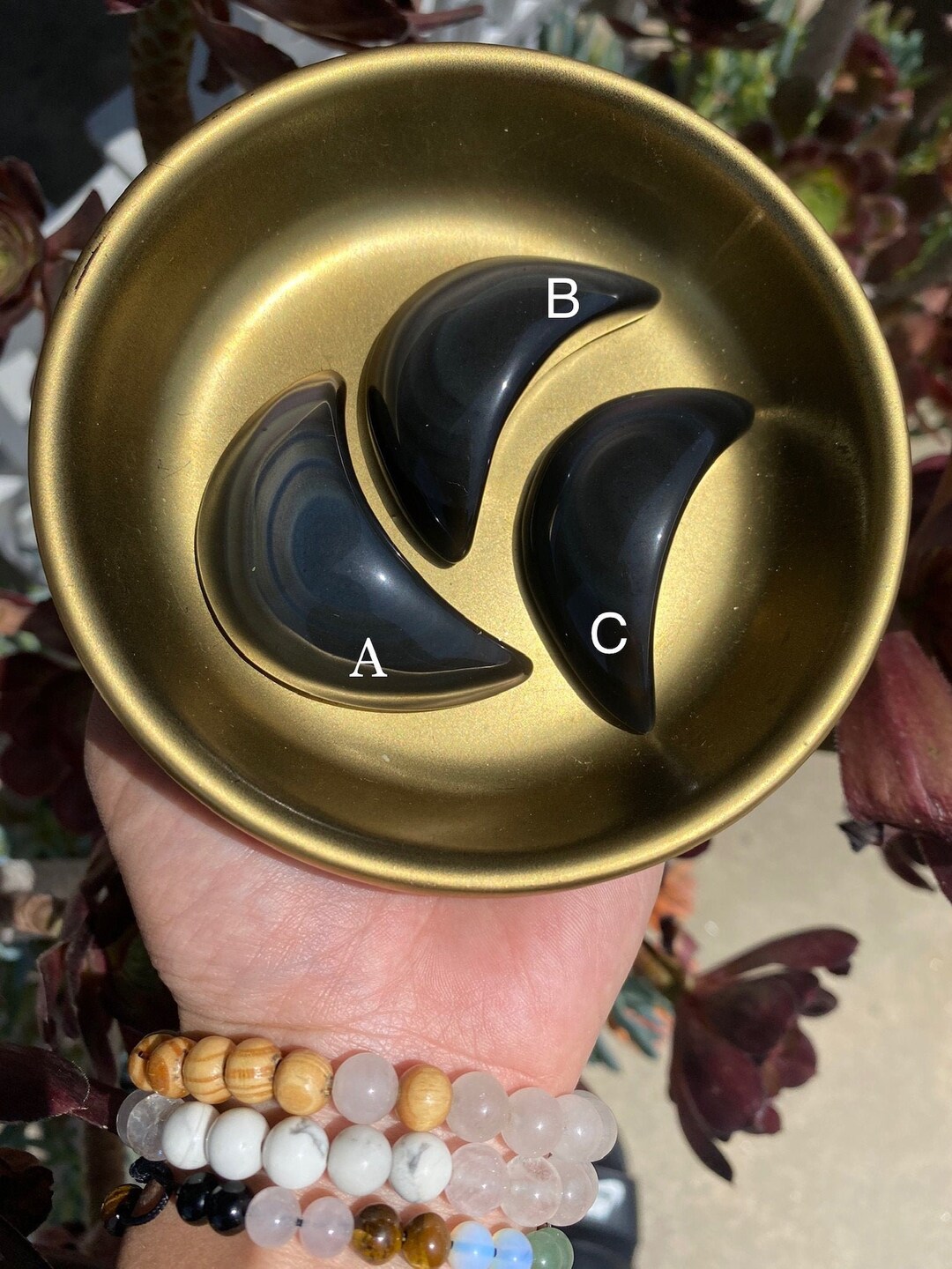 Rainbow Obsidian Moons / Polished Gems / Crystal Healing / Home Decor ...