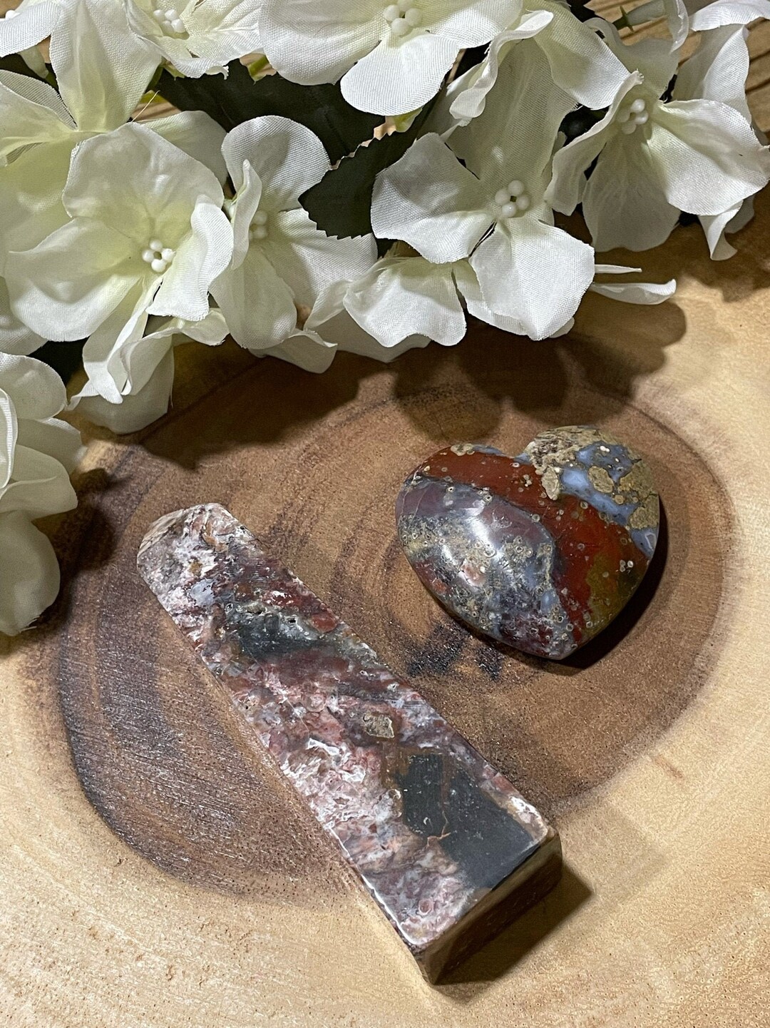 Red Ocean Jasper Set 1 - Tower & Heart / Polished Gems / Healing ...