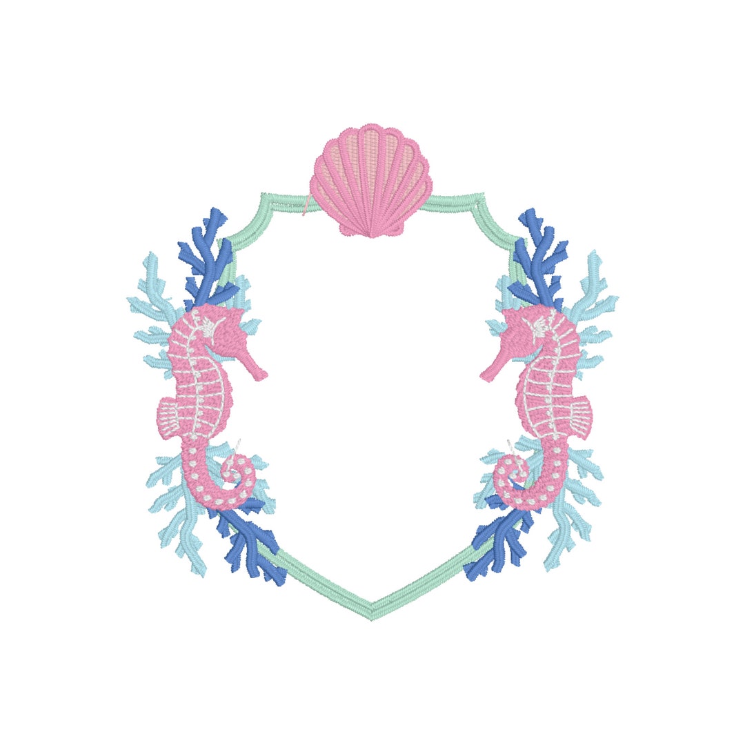 Coastal Crest Sea Life Embroidery Design (digital Download) - Etsy