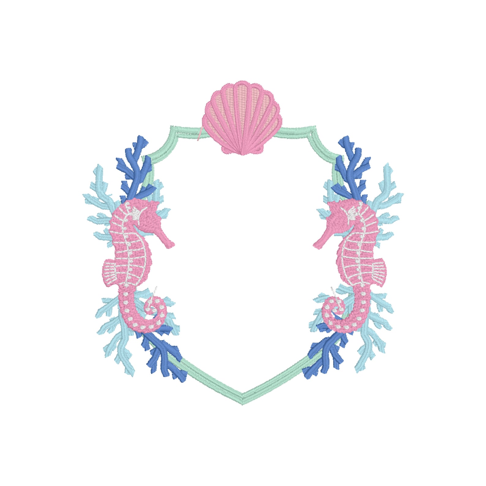 Sea Life Coastal Crest Embroidery Design - Digital Machine Embroidery ...