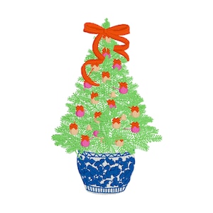 Chinoiserie Chic Christmas Tree - Machine Embroidery Design File - PES ...