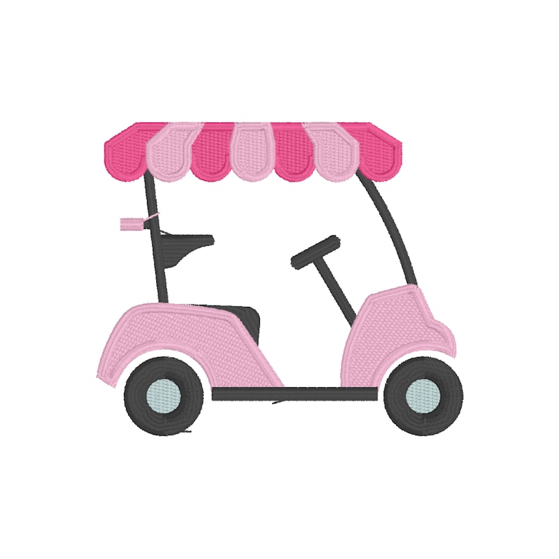 Preppy Pink Golf Cart - Machine Embroidery Digital Design - PES - DST ...