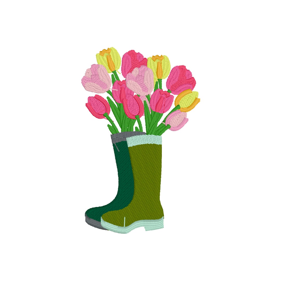 April Showers May Flowers - Machine Embroidery Design File - PES - DST ...