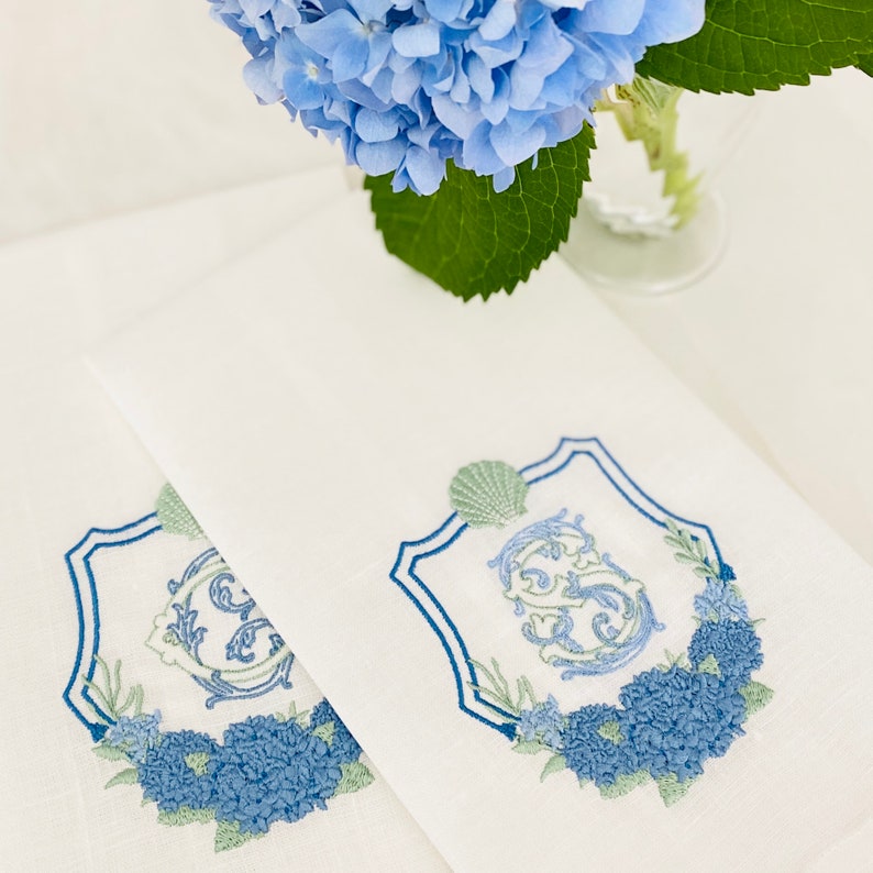 Cape Cod Hydrangea Crest Embroidery Design - Digital Machine Embroidery ...