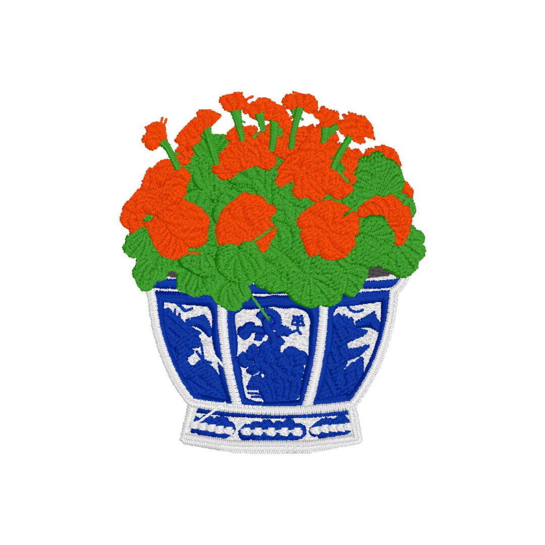 Chinoiserie Geraniums - Machine Embroidery Design File - PES - DST ...