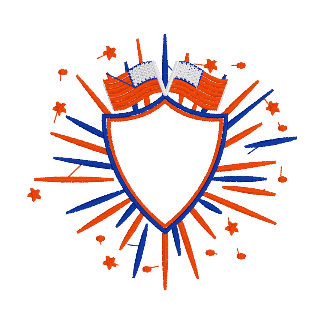 Independence Day Shield Frame Embroidery Design – 4th of July Patriotic ...