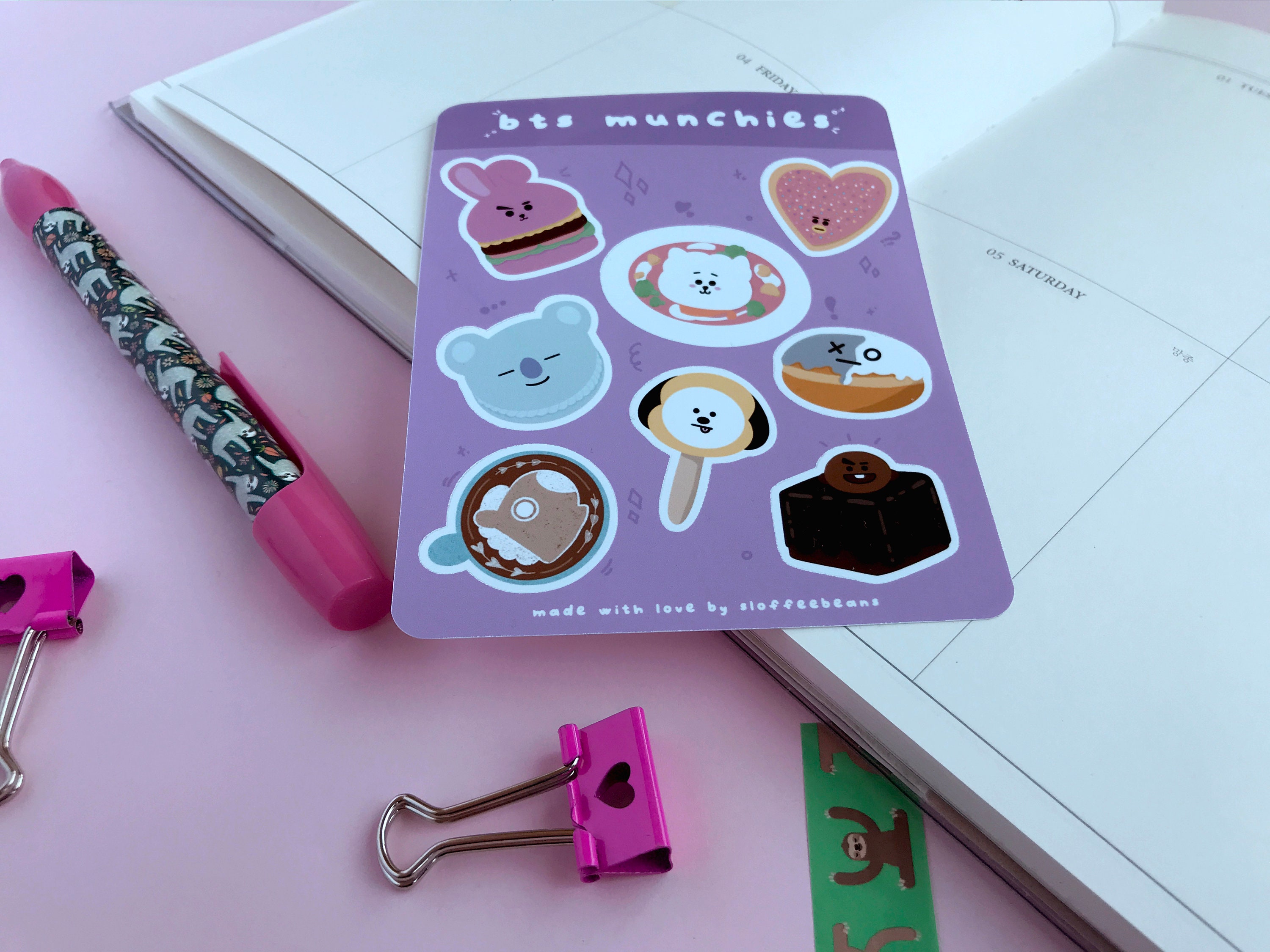 Mini BTS BT21 Inspired Planner Journal Stickers Kawaii Stickers Food ...
